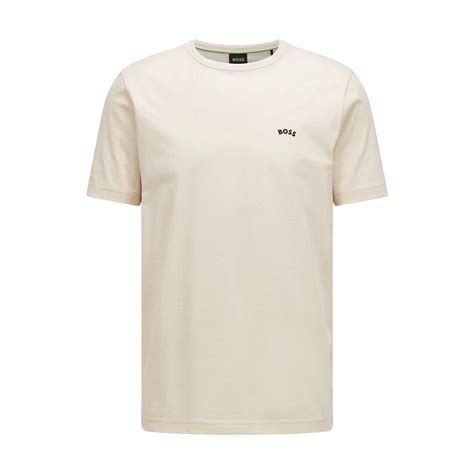 Boss Curved Logo T Shirt Heren Plutosport
