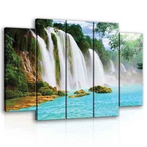 Wallarena Leinwandbild Wasserfall Natur Wald Wohnzimmer Schlafzimmer