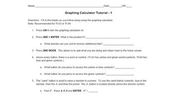 Bundle Graphing Calculator Tutorials Intro To The Graphing