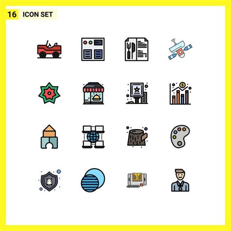 User Interface Pack Of 16 Basic Flat Color Filled Lines Of Kareem Holy Menu Signal Radar