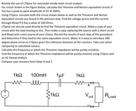 Solved Review The Use Of Ltspice For Sinusoidal Steady State