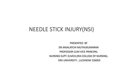 Needle Stick Injurynsi Ppt Treatment Protocolpdf