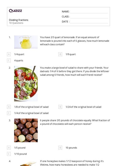 50 Fractions Worksheets For 7th Grade On Quizizz Free And Printable