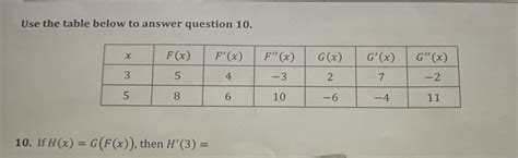 solved use the table below to answer question 10 if