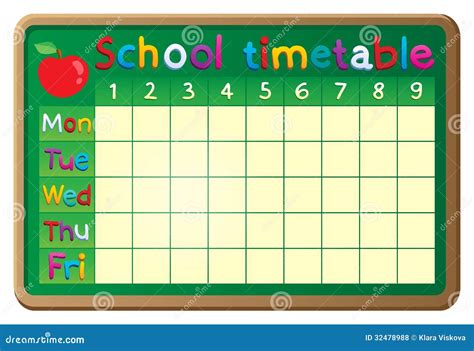 School Timetable Theme Image 2 Stock Vector Illustration Of Table