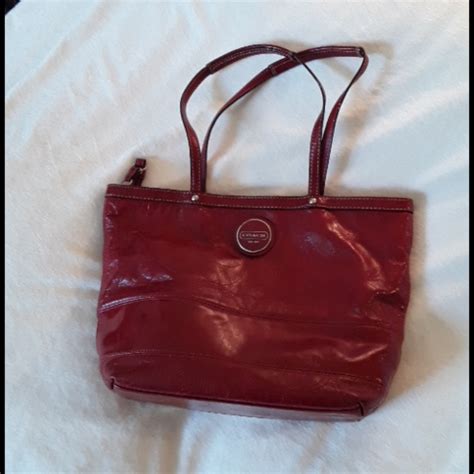 Coach Signature Red Patent Leather Purse Gem