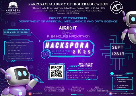 Hackspora 25 The Department Of Ai And Data Science Presents A Thrilling 24 Hour Hackathon