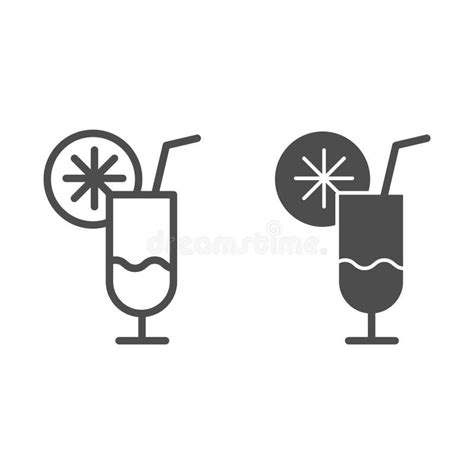Cocktail Line And Glyph Icon Fruit Cocktail Vector Illustration