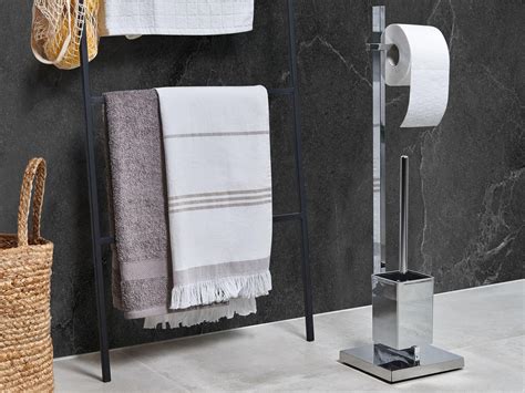 Porte papier toilette sur pied en acier argenté ULAPES