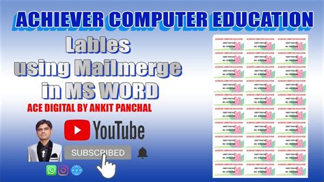 Create Labels Using Mail Merge In Ms Word Youtube