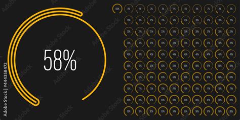 Set Of Circular Sector Arc Percentage Diagrams Meters Progress Bar From 0 To 100 Ready To Use