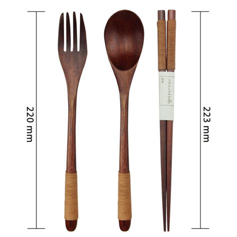 Brown Eco Wood Chopsticks Spoon And Fork Set Katachiware
