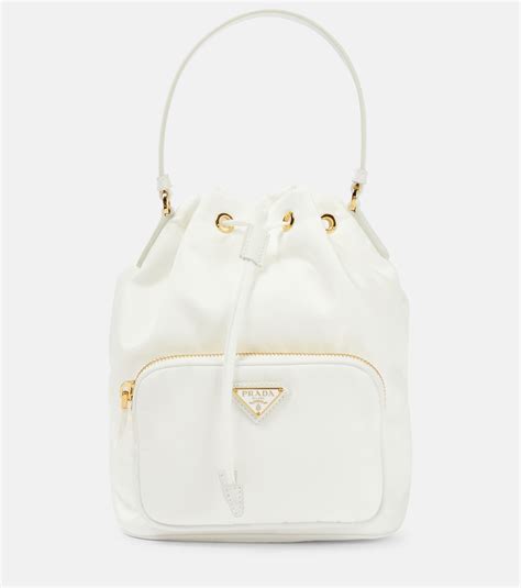 Duet Small Re Nylon Bucket Bag In White Prada Mytheresa