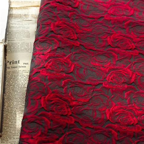 63 Wide Embossed Red Rose Jacquard Cloqué 3d Designer Brocade Quality