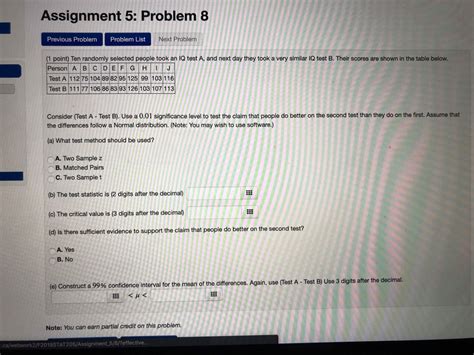 Solved Assignment 5 Problem 8 Previous Problem Problem List