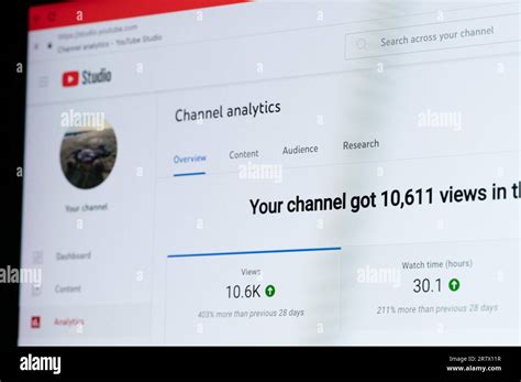 New York USA June 17 2023 New Views In Youtube Channel Statistics