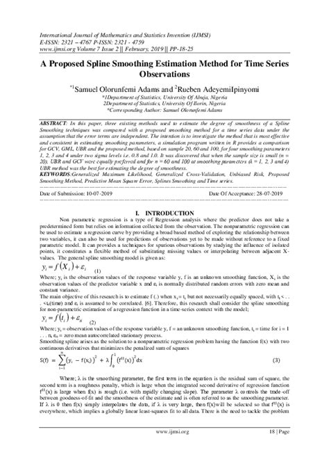 pdf a proposed spline smoothing estimation method for time series