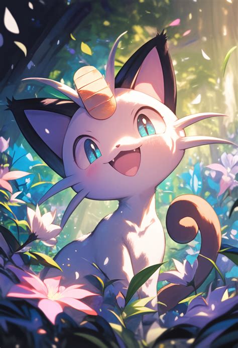 F Kwaii Meowth Cat Pokemon Cute Pokemon Wallpaper Pokemon Art
