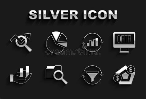 Set Search With Folder Data Analysis Financial Growth Sales Funnel Chart Pie Infographic