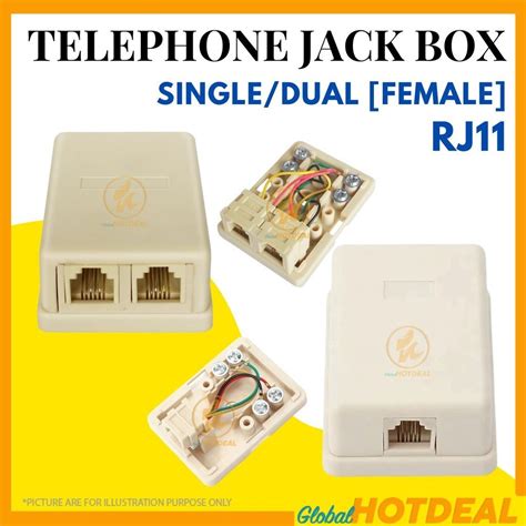 [1pc] Rj11 Single Dual 6p4c Female Telephone Wall Mounted Socket Box
