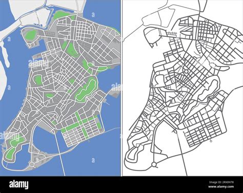 Layered Editable Vector Streetmap Of Macao China Which Contains Lines And Colored Shapes For