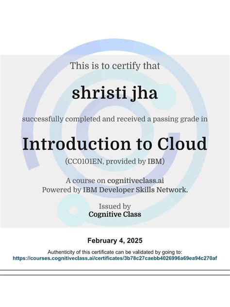 Ibm Cognitiveclass Certification Tech Learning Shristi Jha