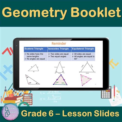 Geometry Booklet 6th Grade Powerpoint Lesson Slides Triangles Circles