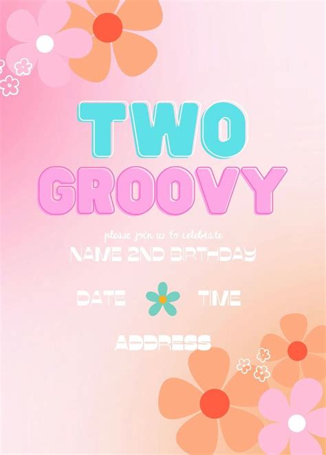 Editable Two Groovy Birthday Party Invitation Etsy Canada