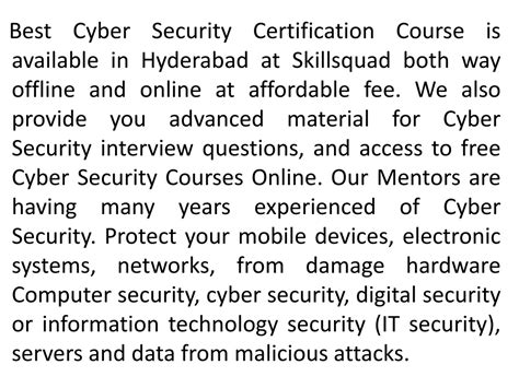 Ppt Cyber Security Certification Course Online In Hyderabad India Powerpoint Presentation Id