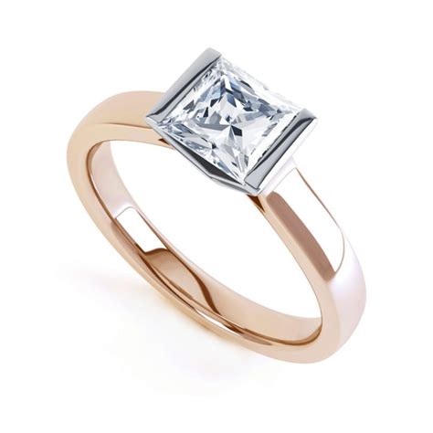 Tension Bar Set Princess Diamond Solitaire Ring