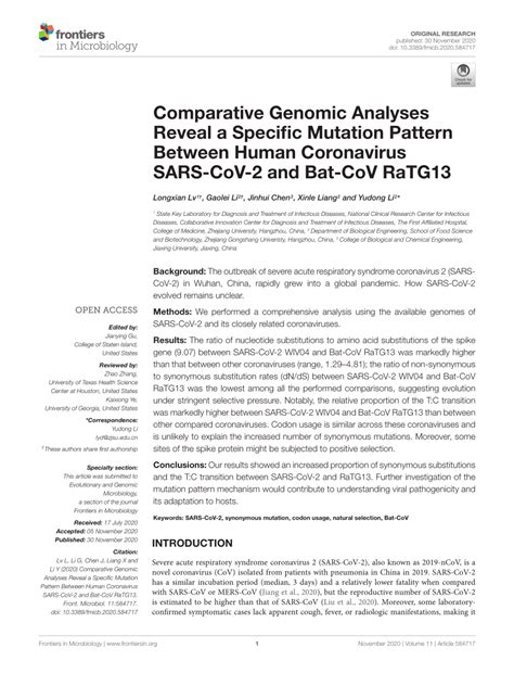 PDF Comparative Genomic Analyses Reveal A Specific Mutation Pattern