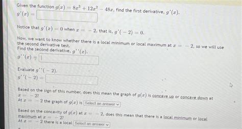 Solved Given The Function Gx 8x3 12x2 48x Find The