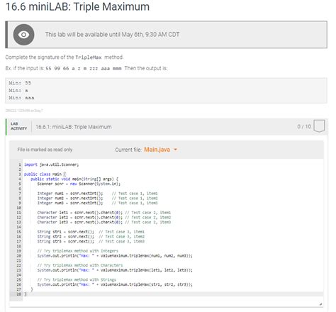 Solved MiniLAB Triple Maximum This Lab Will Be Chegg Com