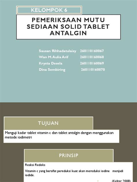Kelompok 6 Tablet Antalgin Pdf