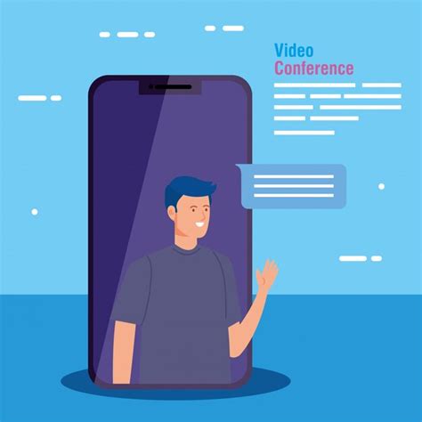 Premium Vector Man In Video Conference In Smartphone