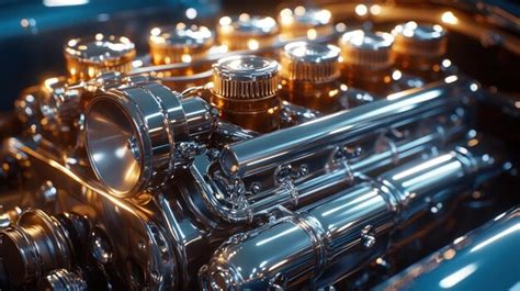 Chrome Engine Closeup Premium Ai Generated Image