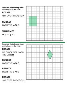 Transformations Worksheet Rotate Translate Reflect By MedeirosMath