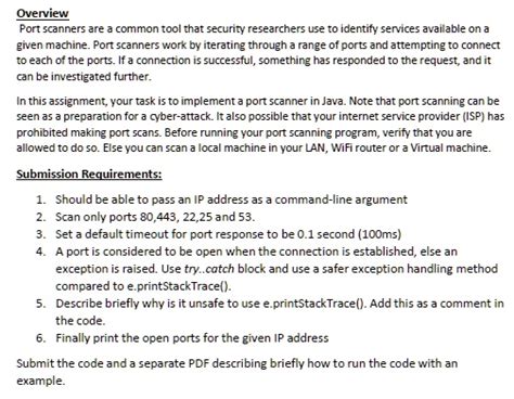 Solved Overview Port Scanners Are A Common Tool That Security Researchers Use To Identify