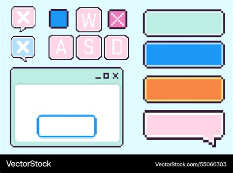 Pixel Game Ui Elements Set Royalty Free Vector Image