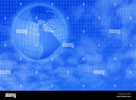 Digital Background Binary Code Over Sky And Globe Stock Photo Alamy