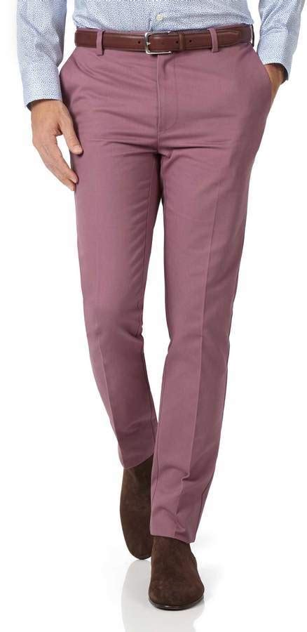 Charles Tyrwhitt Light Pink Slim Fit Flat Front Non Iron Cotton Chino