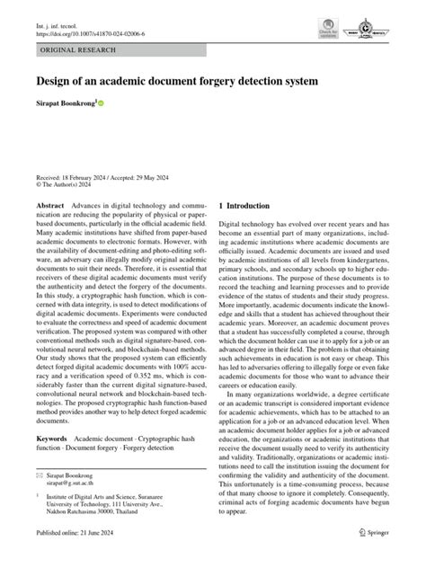 Document Forgery Detcttion System Pdf Cryptography Authentication