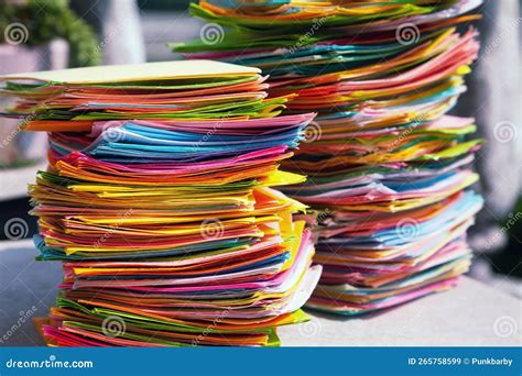 Multicolor Memo Notes With Tasks Stored Chaotically In 2 Stacks Stock