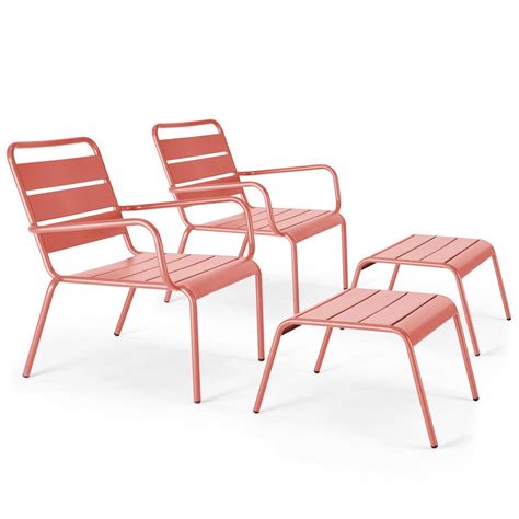 Lot De 2 Fauteuils Bas Relax Avec Repose Pieds Palavas Oviala La Redoute