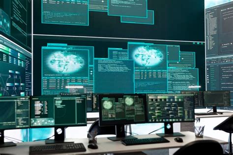 Empty Governmental Cyber Defense And Surveillance Room Premium Ai Generated Image