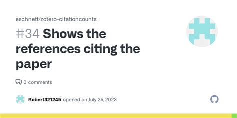 Shows The References Citing The Paper · Issue 34 · Eschnettzotero Citationcounts · Github