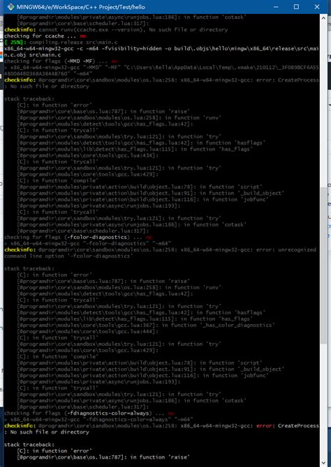 gcc正常xmake x86 64 w64 mingw32 gcc error CreateProcess No such
