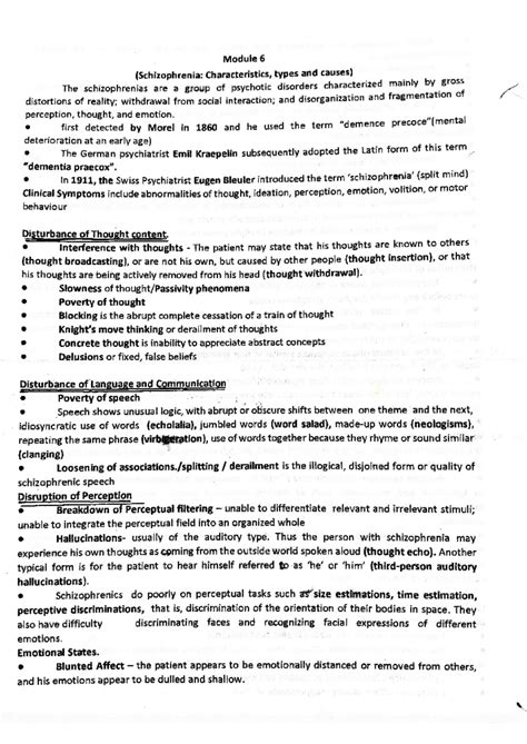 Schizophrenia It S Lecture Notes BSc Psychology Studocu