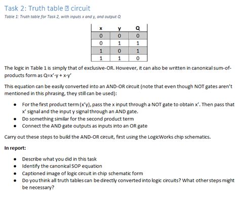 Solved Task Truth Table Circuit Table Truth Table Chegg