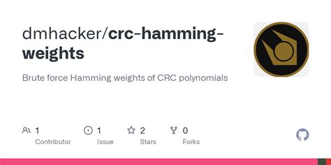 Github Dmhacker Crc Hamming Weights Brute Force Hamming Weights Of